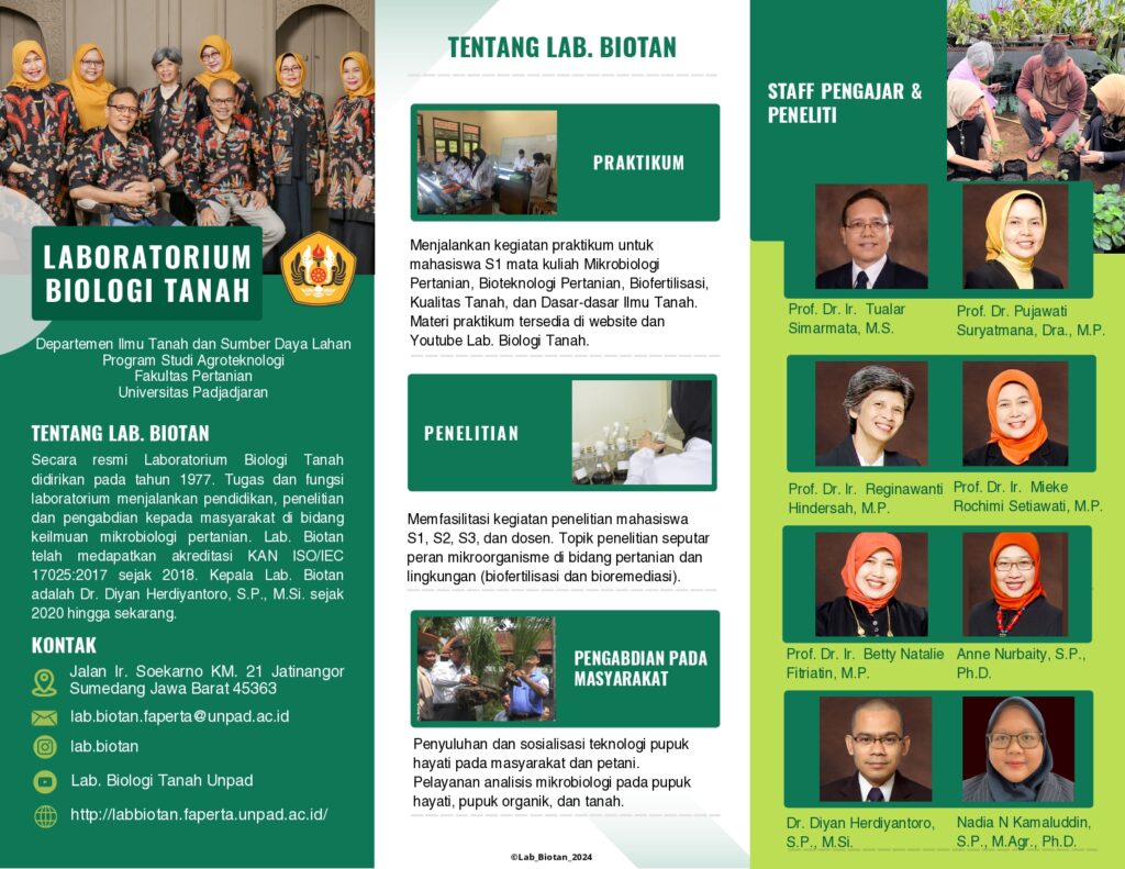 PROFIL SINGKAT LAB. BIOTAN – LABORATORIUM BIOLOGI TANAH